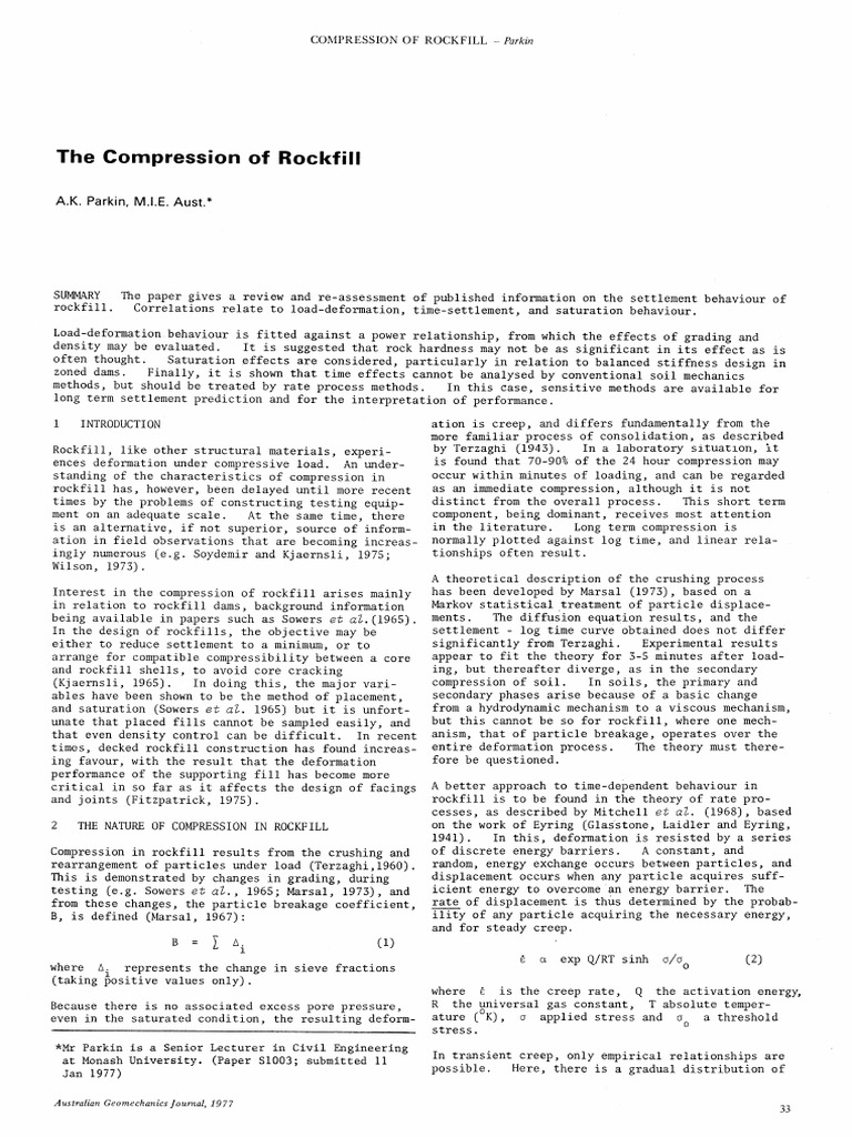 The Compression of Rockfill | PDF