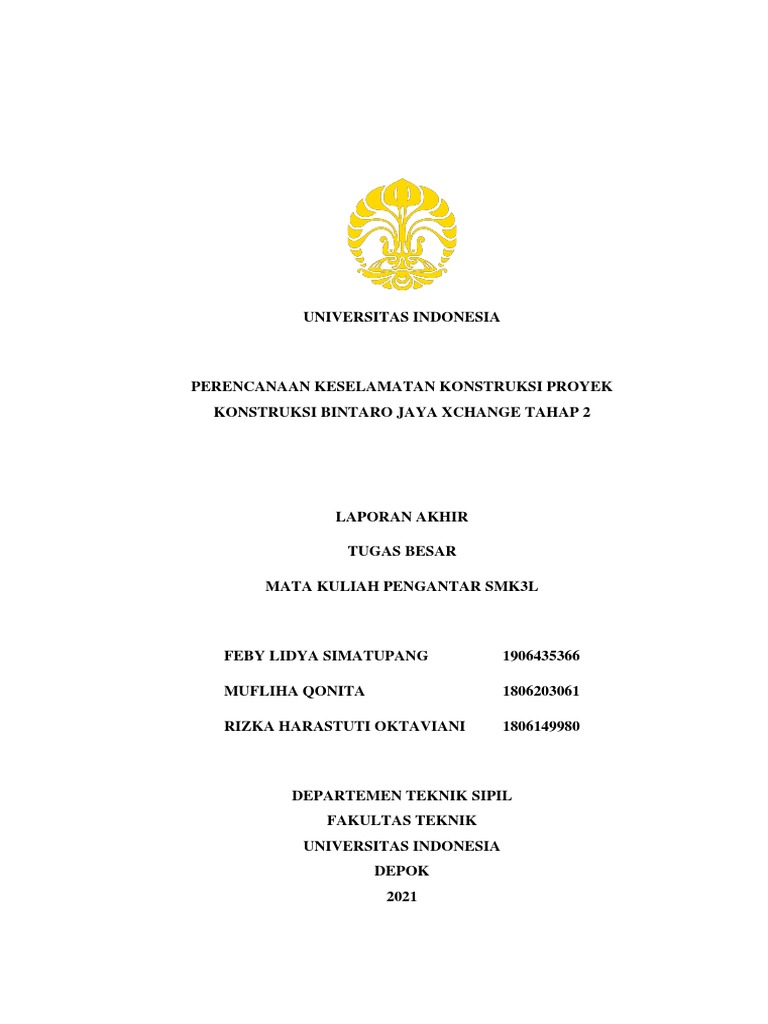 Laporan Tugas Besar SMK3L Kelompok 17 (Progress 13 Oktober) | PDF