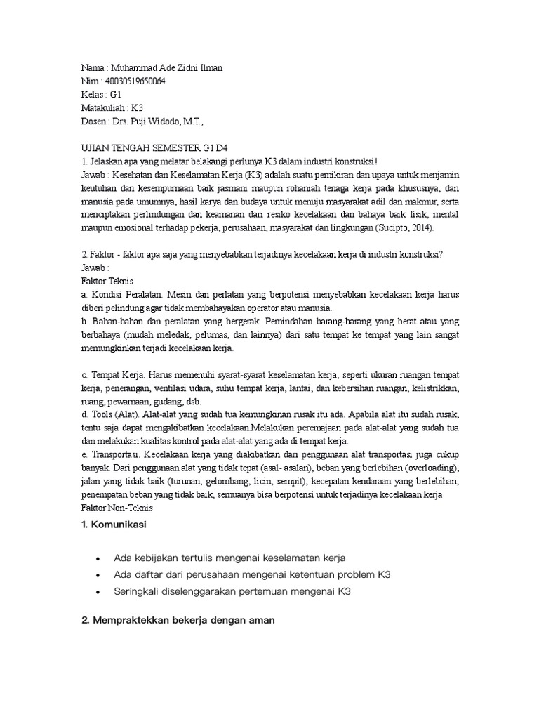 UTS K3 MuhammadAdeZidni 064 G1 | PDF