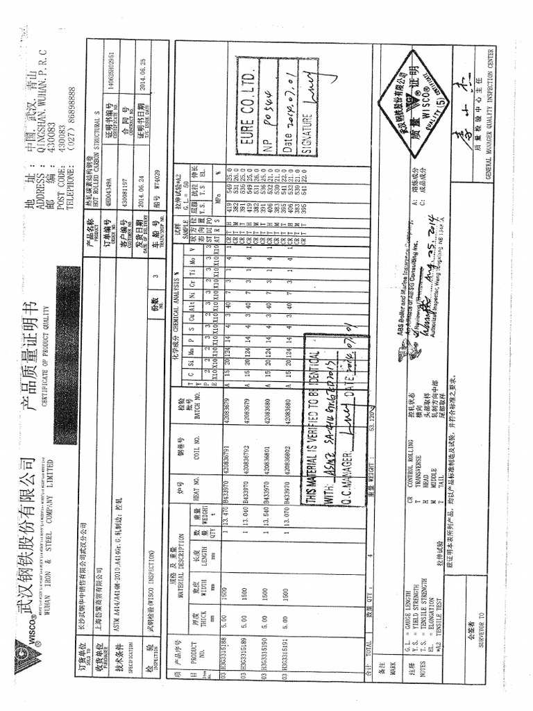 G-Certificados de Materia Prima (91L) | PDF