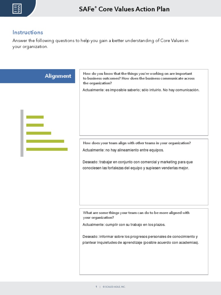 SAFe Core Values Action Plan-Con Datos | PDF | Relaciones personales ...