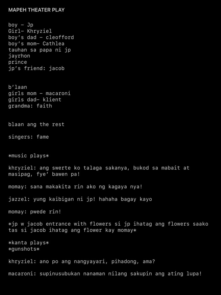 Mapeh Theater Play | PDF