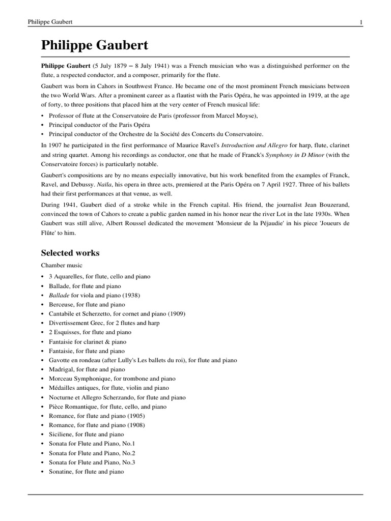 Philippe Gaubert | PDF | Classical Music | Classical Compositions