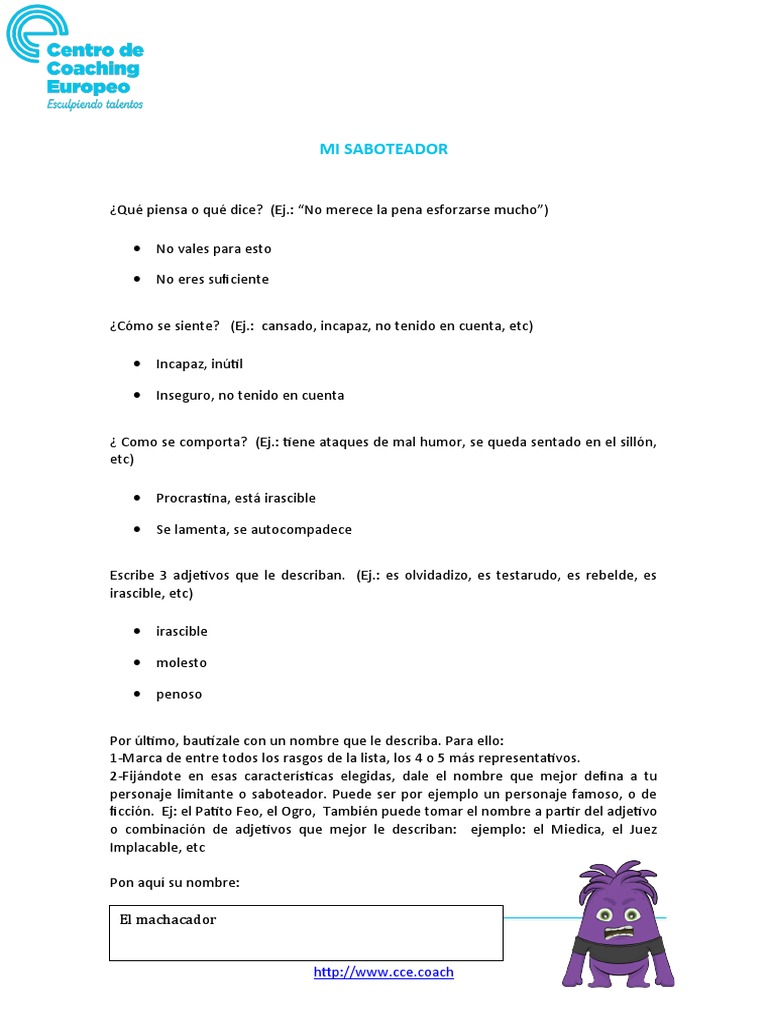 Identifica y Nombra a tu Saboteador | PDF