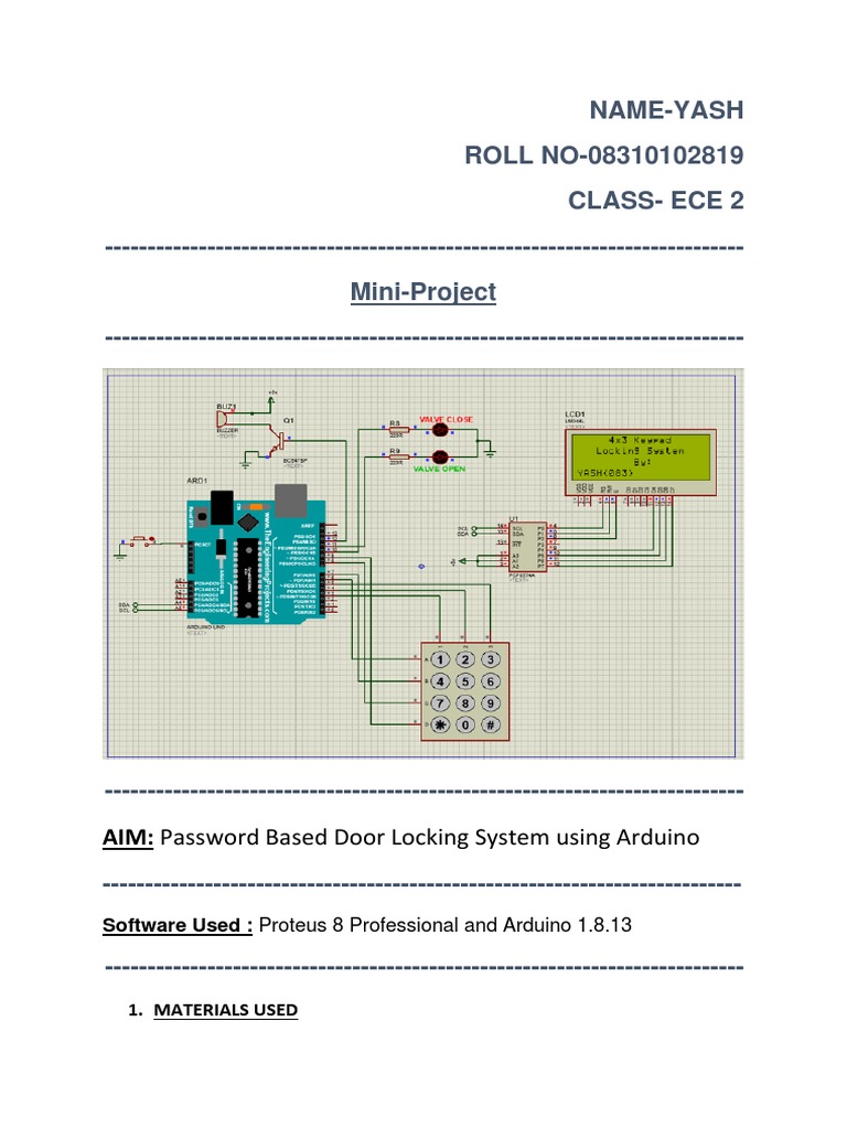YASH Mini Project | PDF | Password | Arduino
