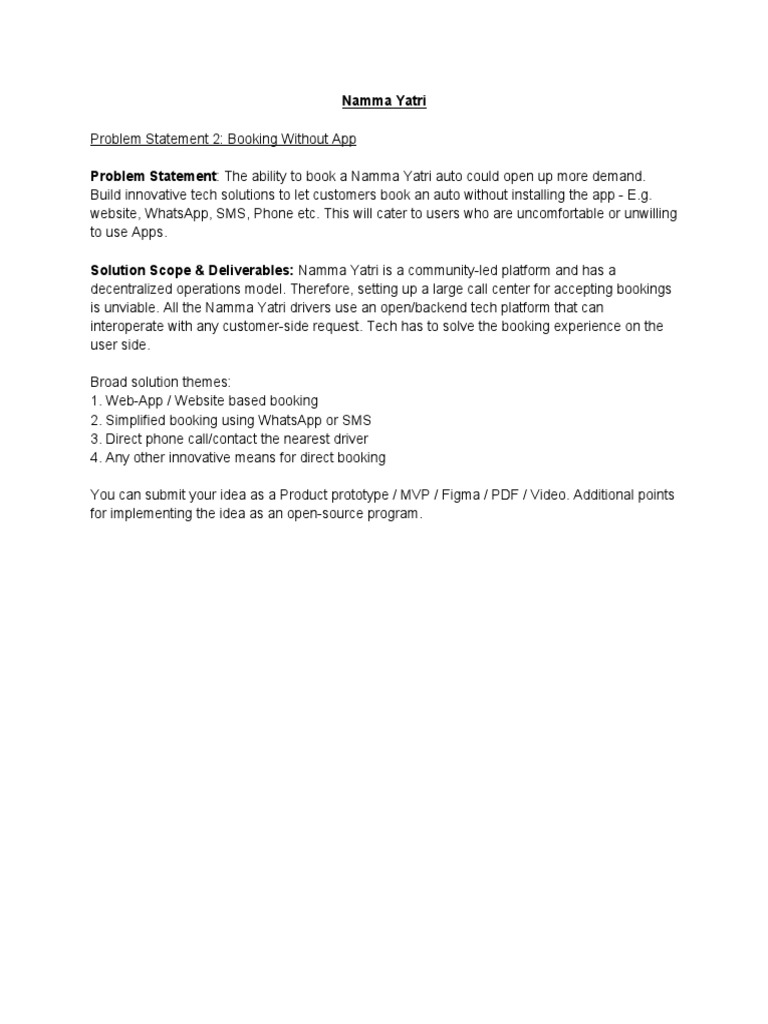 Namma Yatri Problem Statement 2 | PDF