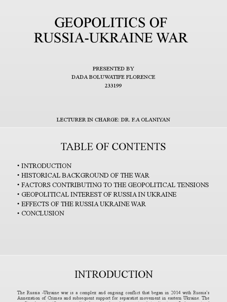 Geopolitical Analysis of Russia-Ukraine War | PDF | Ukraine | Russia