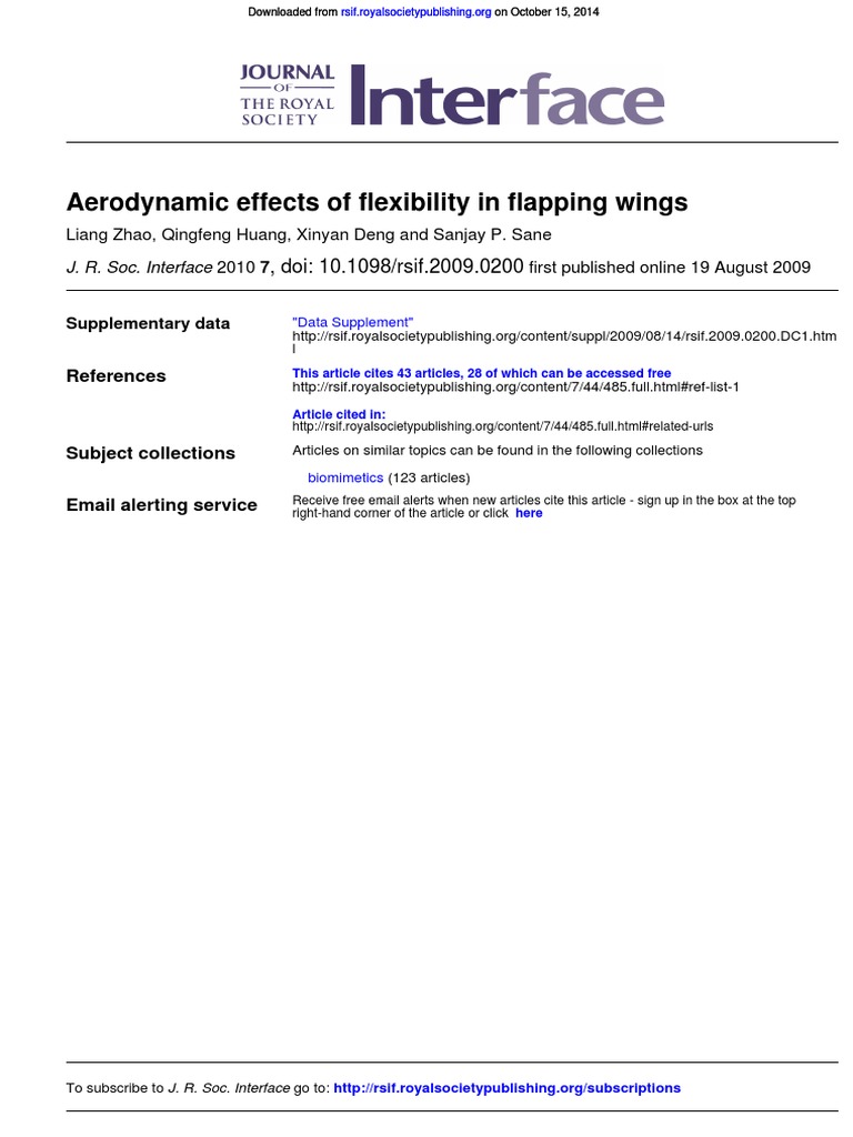 Aerodynamic Effects of Flexibility in Flapping Wings:, Doi: 10.1098 ...