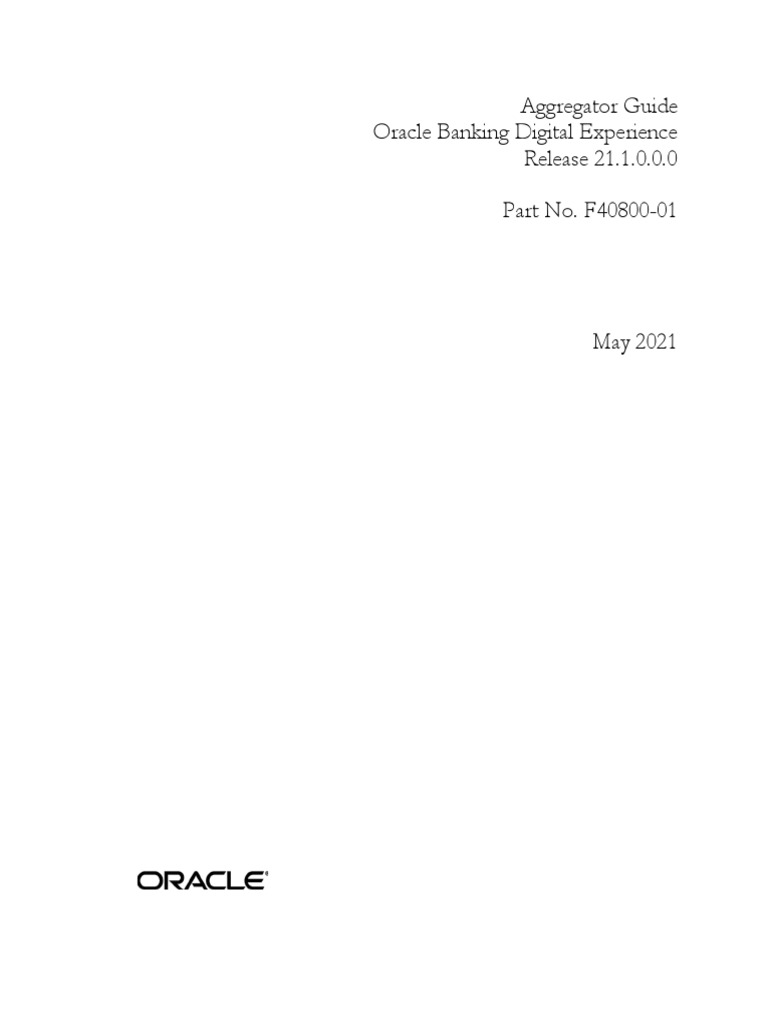 Oracle Banking Digital Experience Aggregator Guide | PDF | Oracle Corporation | Parameter ...