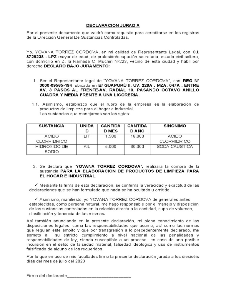 Declaracion Jurada | PDF | Justicia | Crimen y violencia