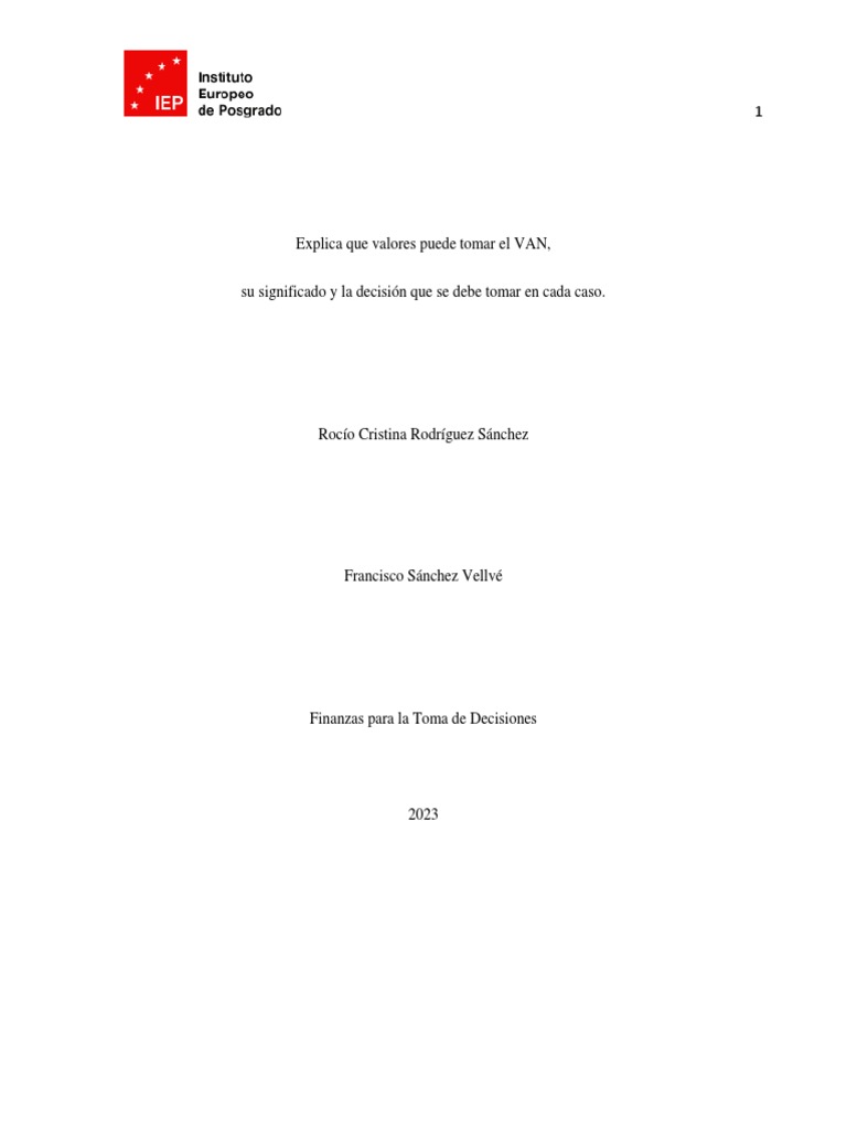 Significado y Decisiones del VAN | PDF | Inversiones | Software