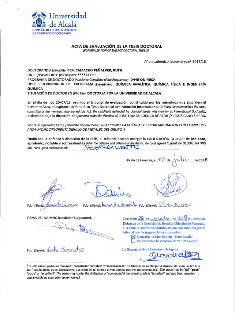 Tesis Ruth Camacho Peñalver | PDF | Catálisis | Química Física