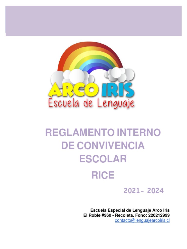 Reglamento Convivencia Escolar Arco Iris | PDF | Adultos | Abuso infantil
