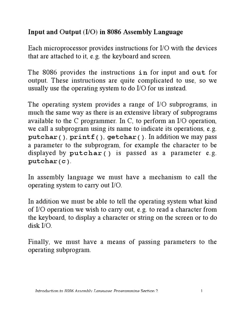 Assembly Programming Pdf String Computer Science Subroutine 