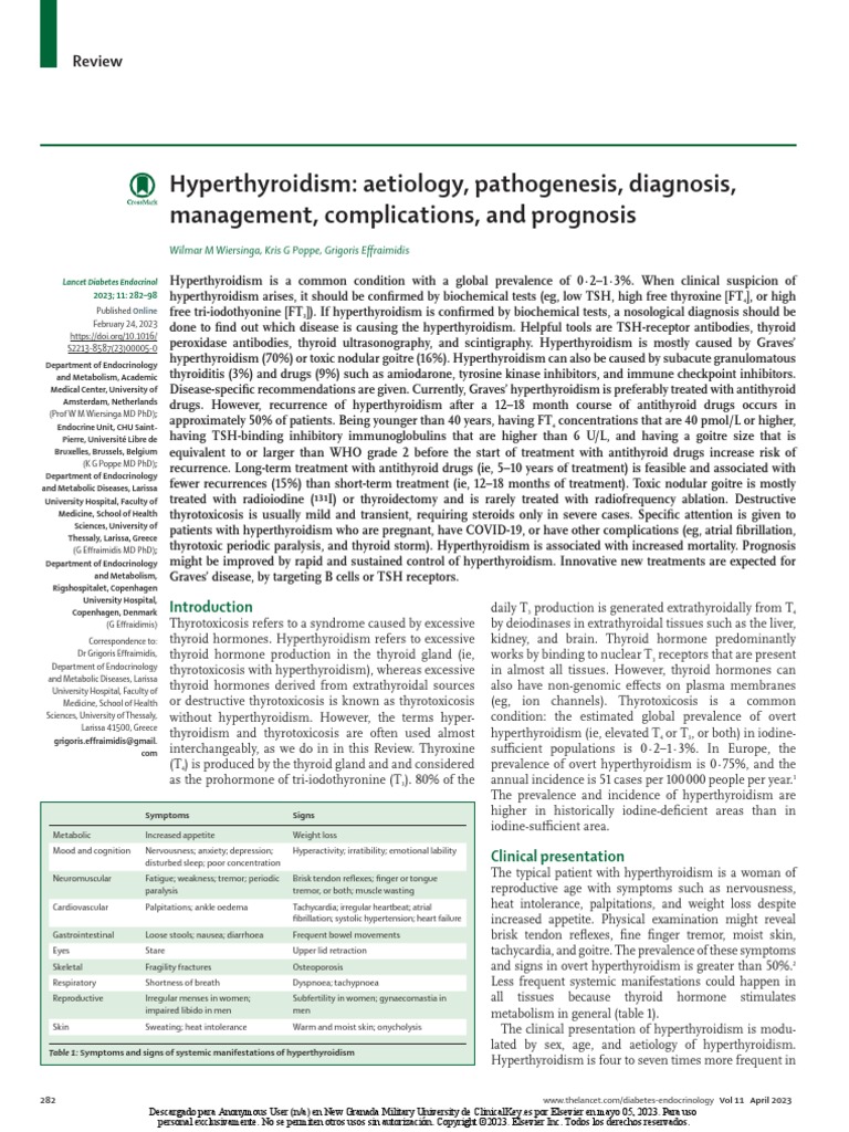 Hypertiroidismo Review Lancet 2022 | PDF | Hyperthyroidism | Thyroid ...
