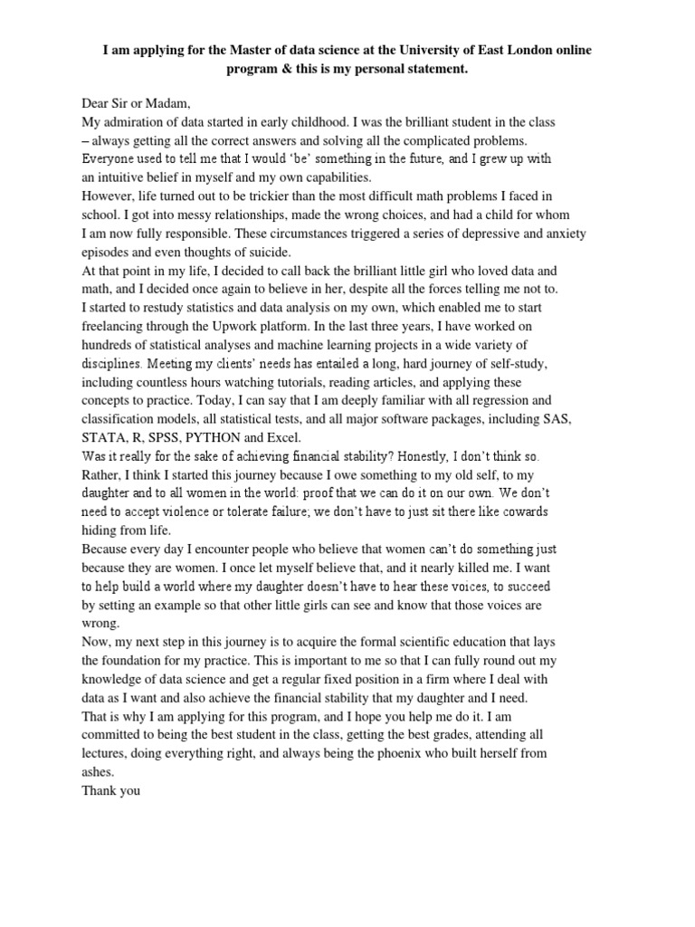 Personal Statement | PDF | Data Analysis | Statistics