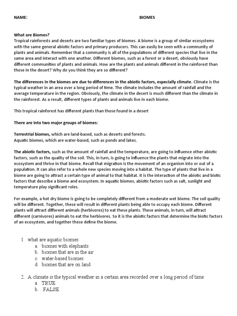 Biomes Pdf Ecosystem Plants