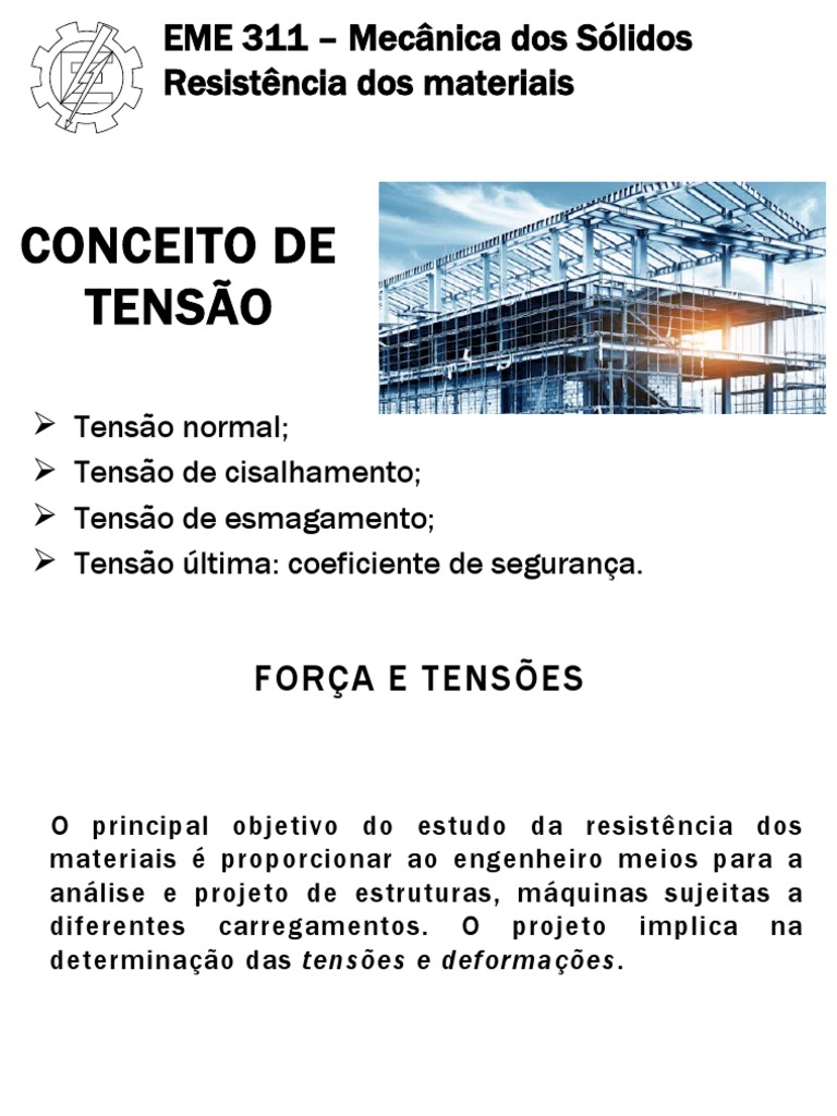 Cap7-Conceito de Tenso.2023 | PDF | Estresse (Mecânica) | Mecânica