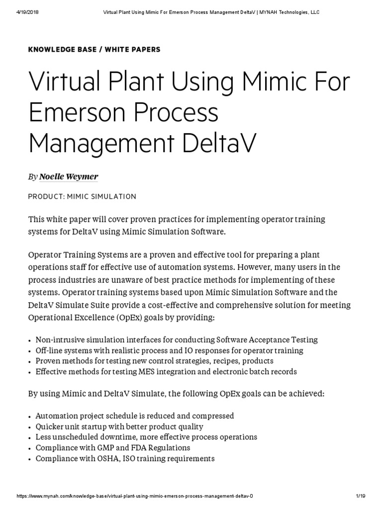 Mimic for DeltaV Operator Training Systems | PDF | Simulation ...