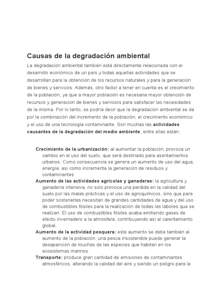 Degradacion Ambiental | PDF | Degradación ambiental | Entorno natural