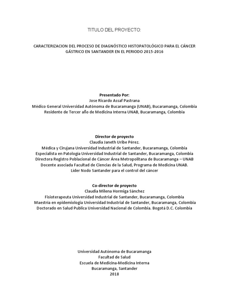 2018 Tesis Jose Ricardo Assaf Pastrana | PDF | Cáncer | Indigestión