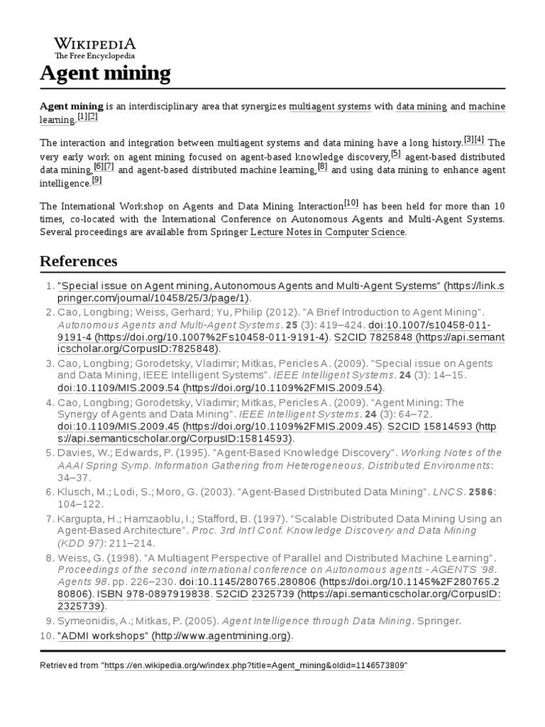 Agent Mining | PDF | Agent Based Model | Data Mining