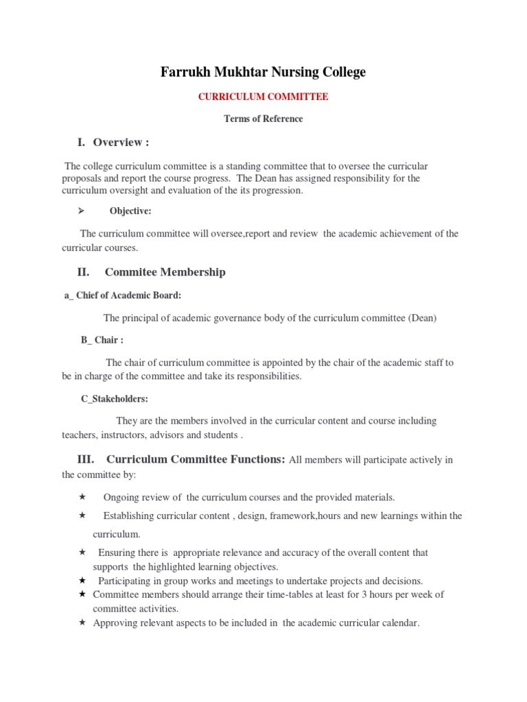 Curriculum Committee | PDF