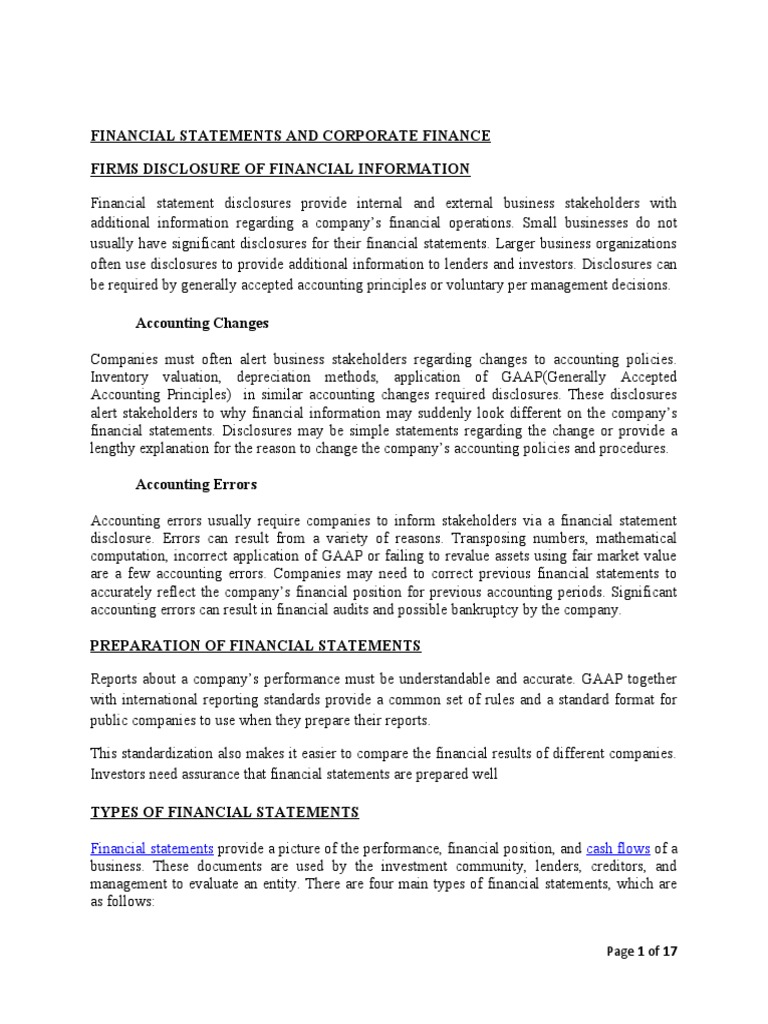 Revised Chapter 2 Financial Statements and Corporate Finance | PDF ...