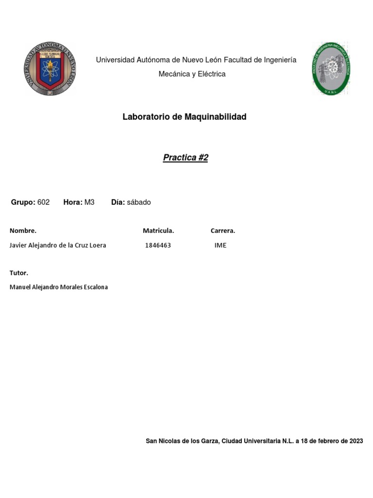 Practica 2 1846463 Lab Maquinabilidad | PDF | Elasticidad (Física) | Acero