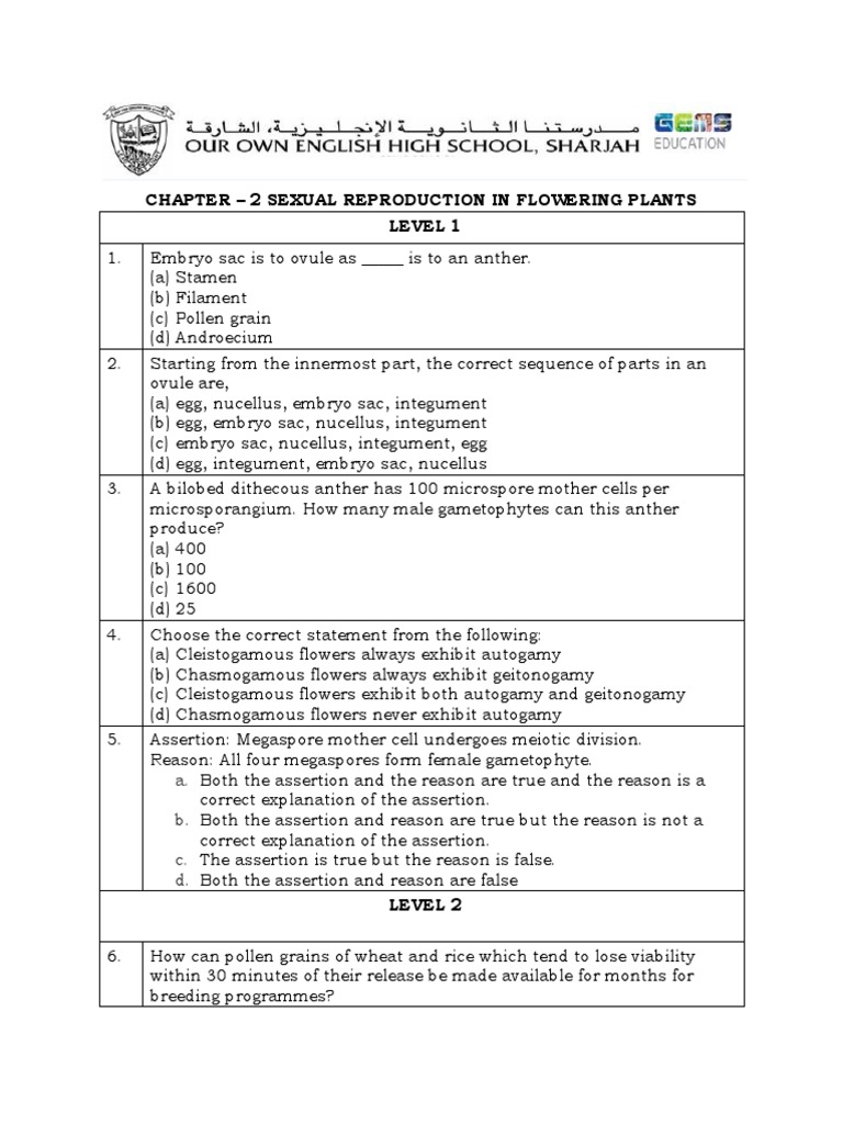 Gr12 Chapter 2 Sexual Reproduction In Flowering Plants Download Free Pdf Seed