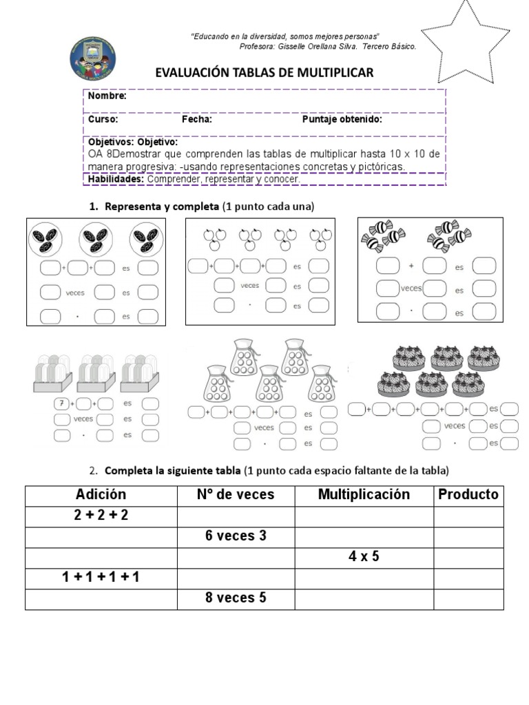 Evaluación de Tablas de Multiplicar 3° Básico | PDF