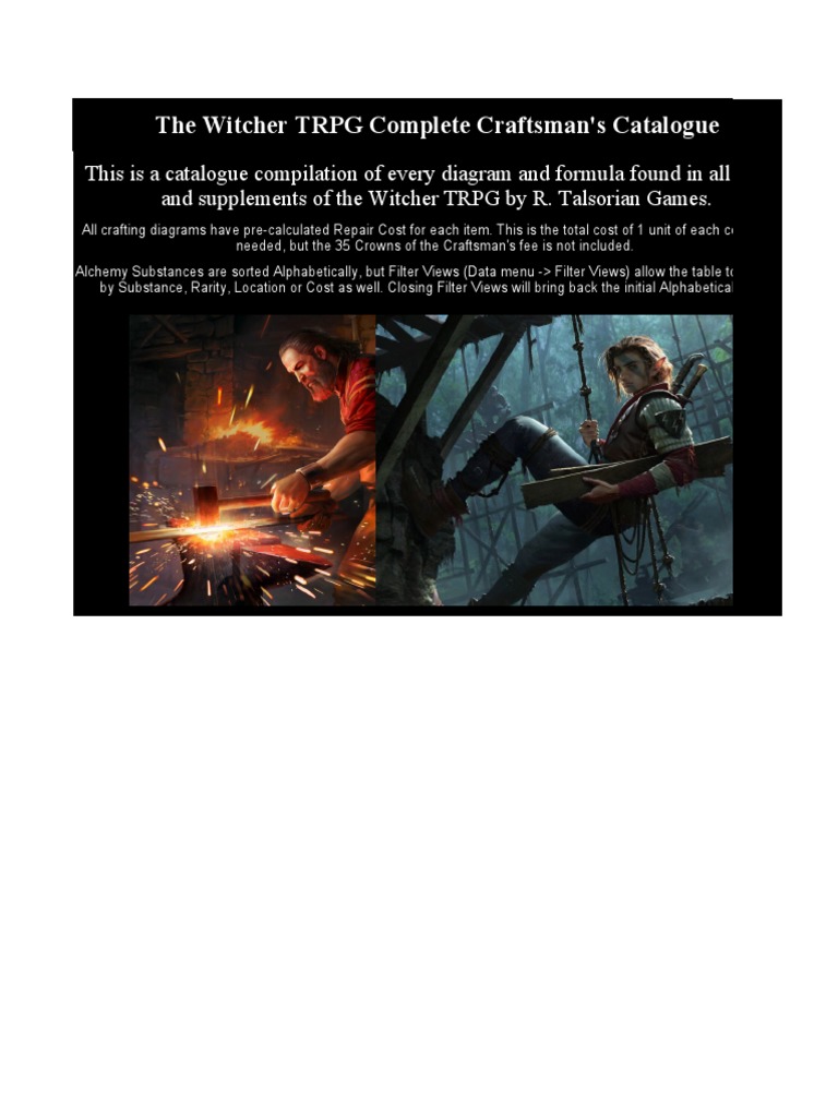 The Witcher TRPG Complete Craftsman's Catalogue | PDF | Materials