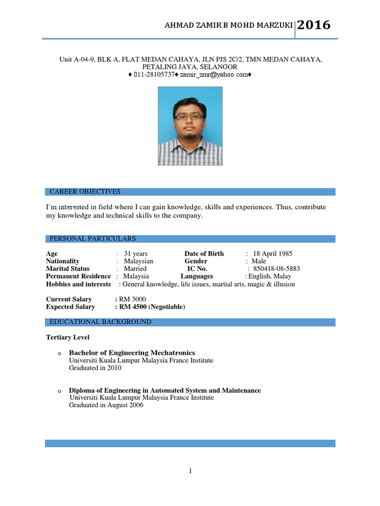 Ahmad Zamir Mohd Marzuki | PDF | Engineering