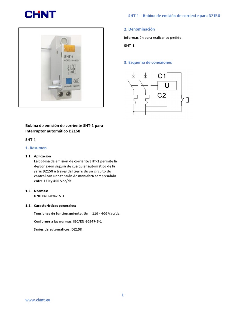 Ficha - Chint - Accesorios Int. Modulares SHT-1 | PDF