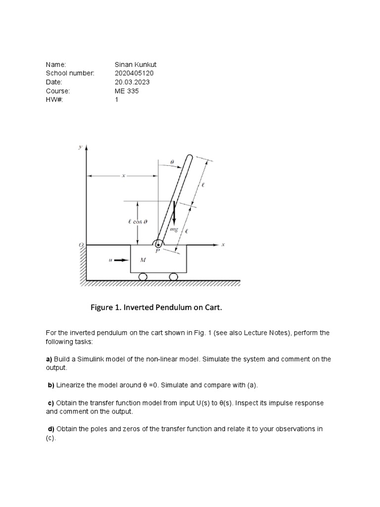 Sinan Kunkut Inverted Pendulum Repor | PDF | Mechanics | Applied ...