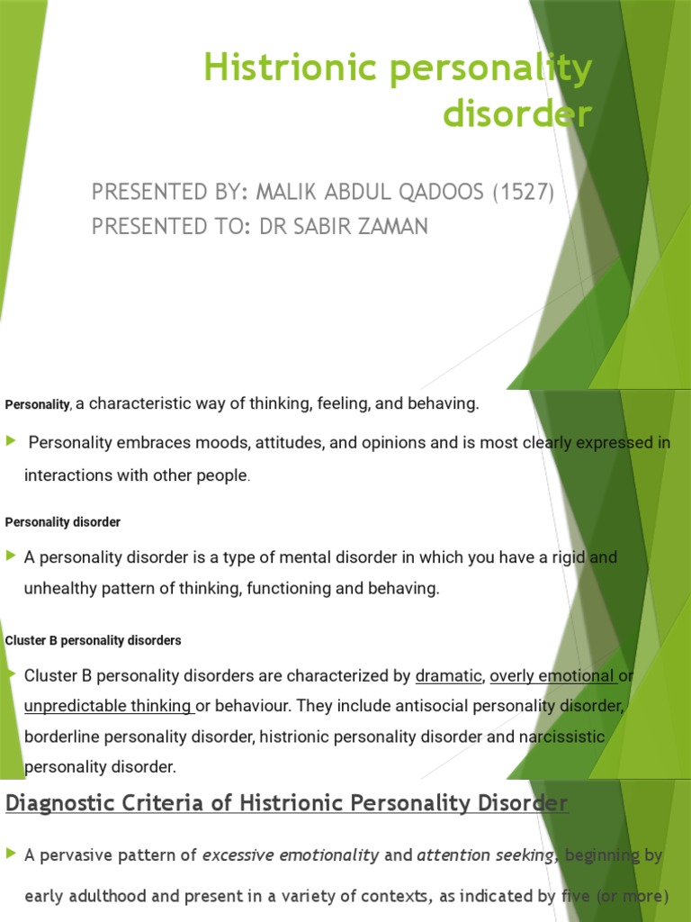 Histrionic Personality Disorder Overview | PDF | Personality Disorder ...