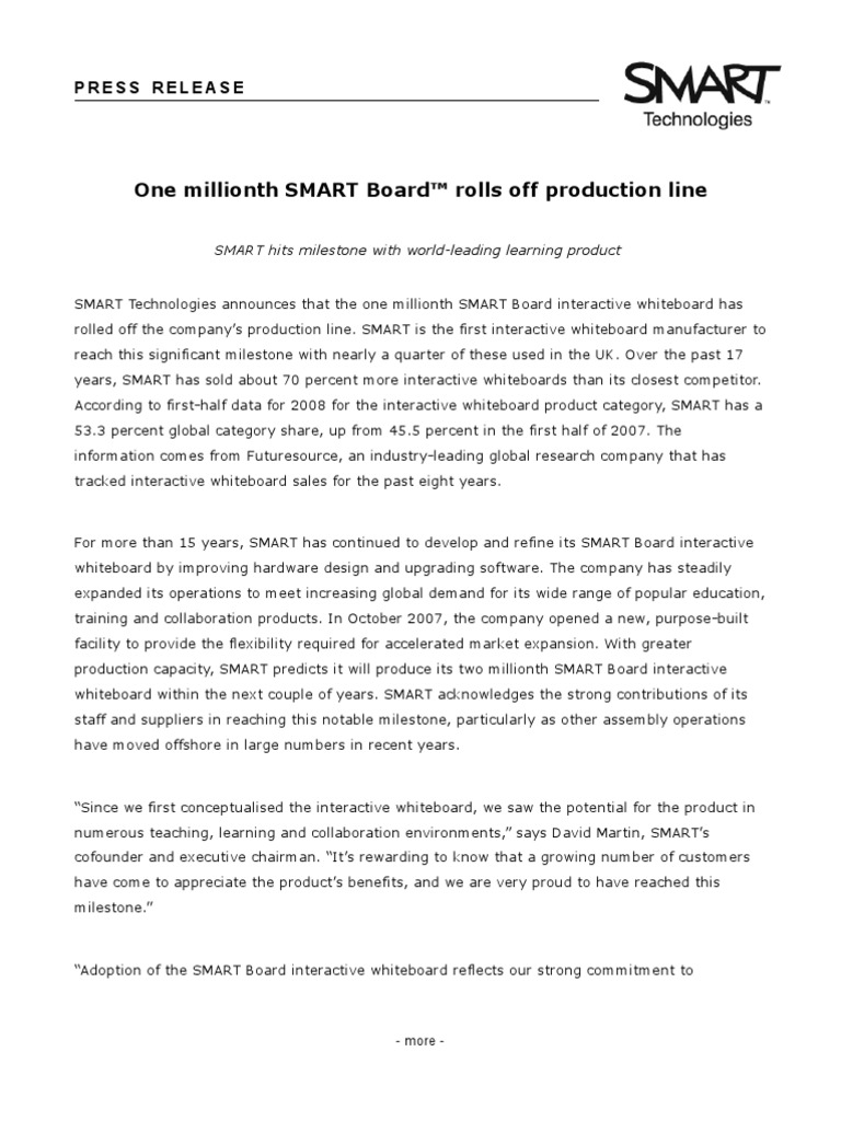 One Millionth SMART Board | PDF | Computing And Information Technology | Business
