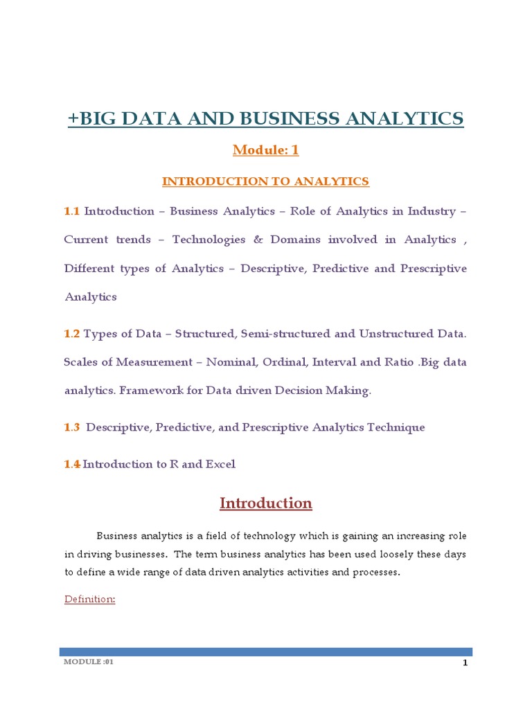 Module 1 - BA | PDF | Analytics | R (Programming Language)