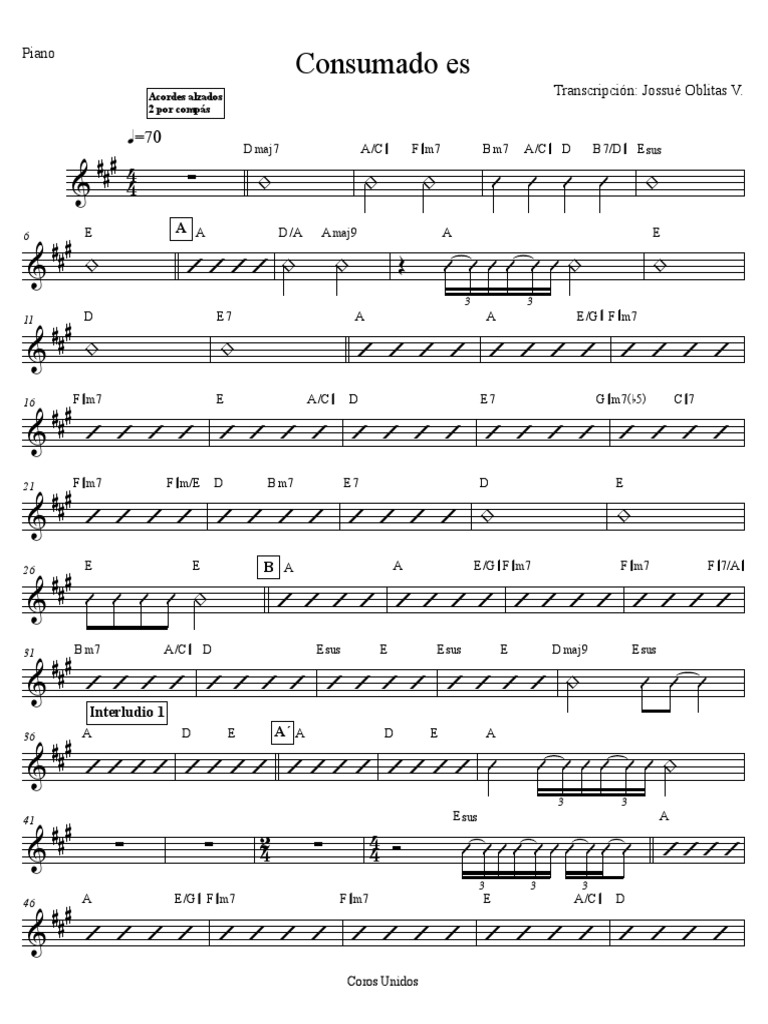 Consumado Es - Piano | PDF