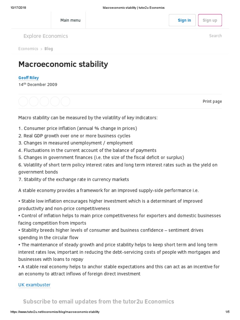 Macroeconomic Stability Tutor2u Economics Pdf