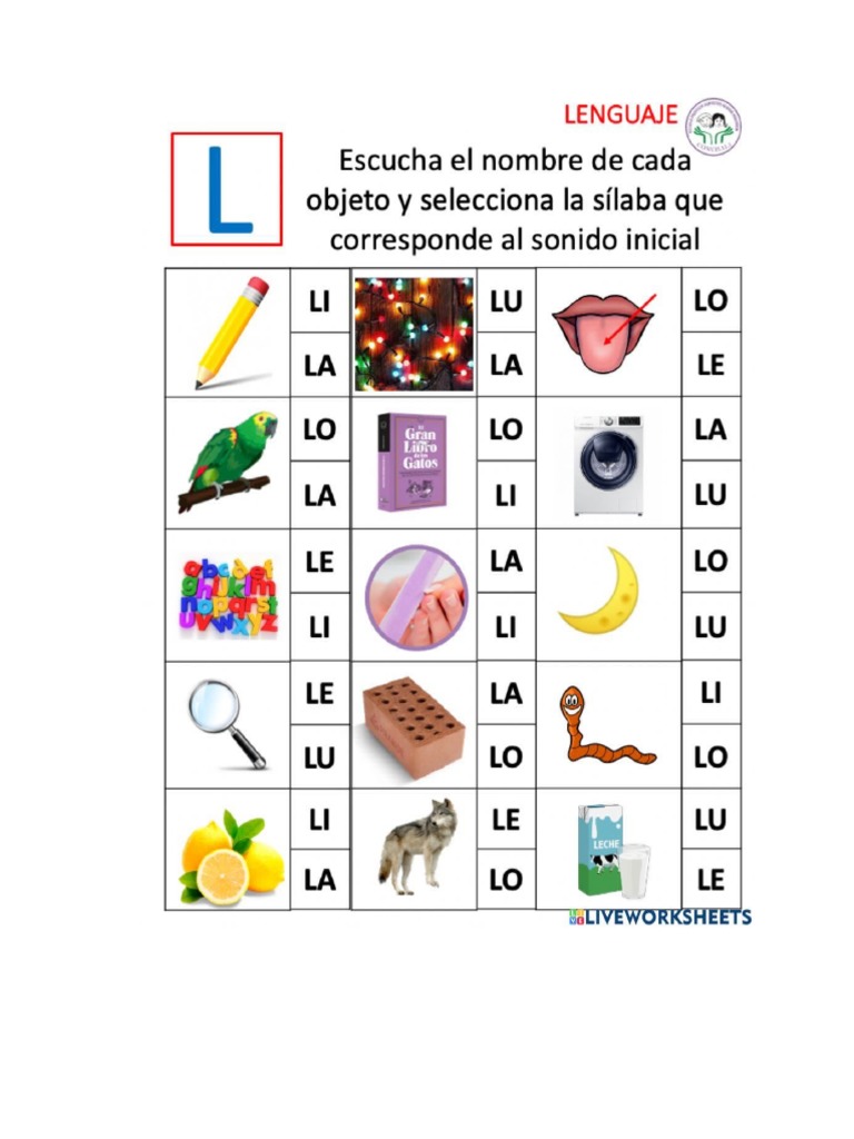 Palabras con el fonema /l/ para niños | PDF
