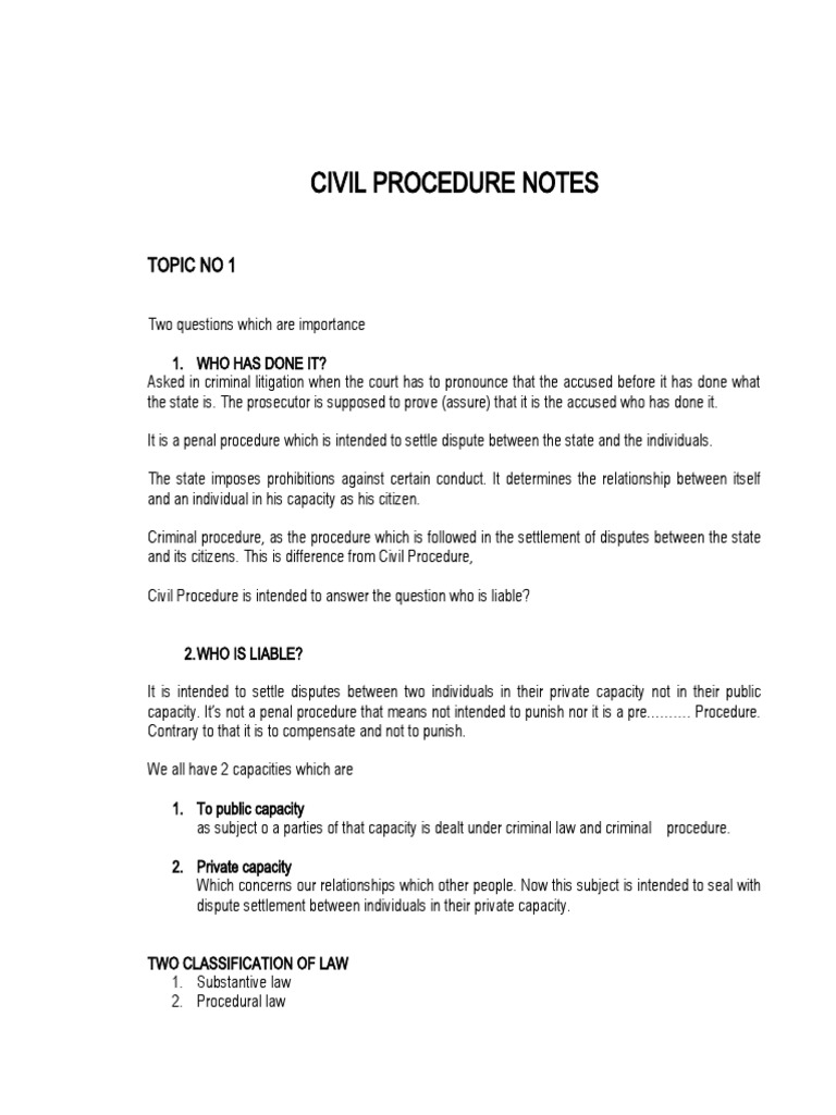 Civil Procedure Notes-2 | PDF | Lawsuit | Common Law