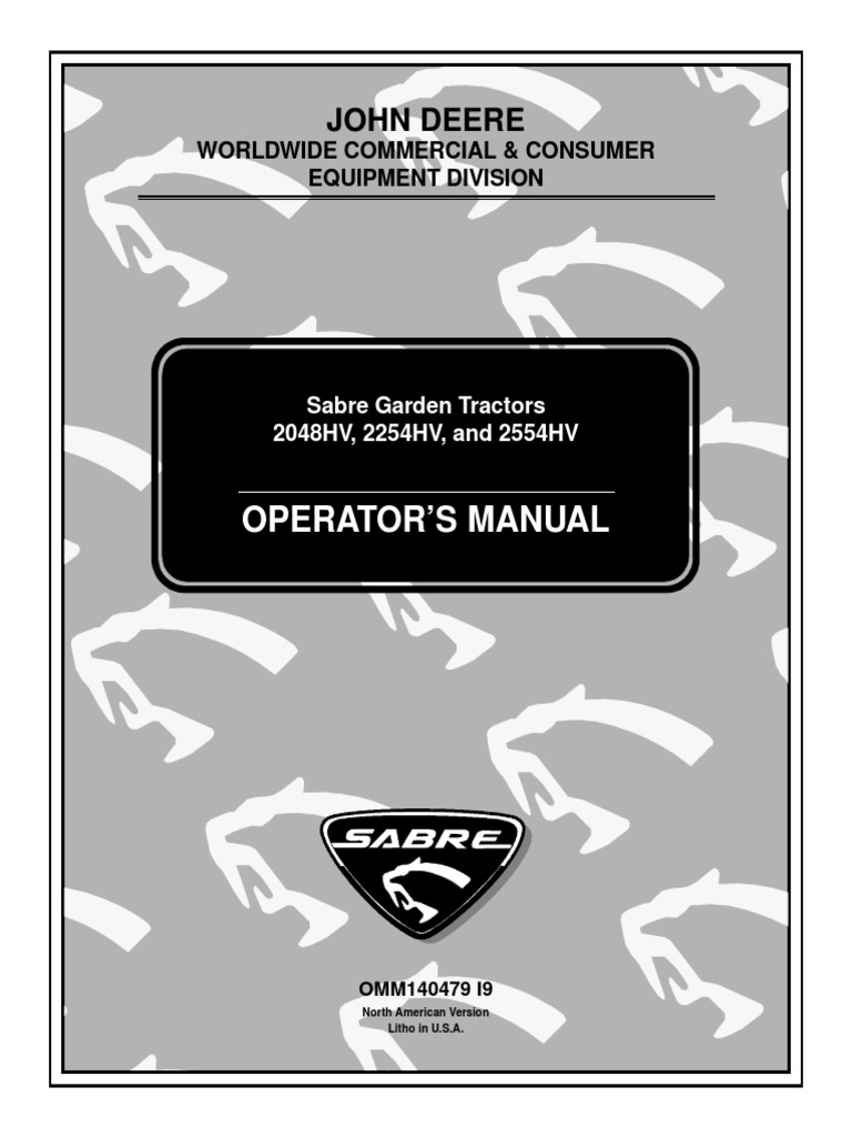 Sabre 2554 Operators Manual | PDF | Tractor | Mower