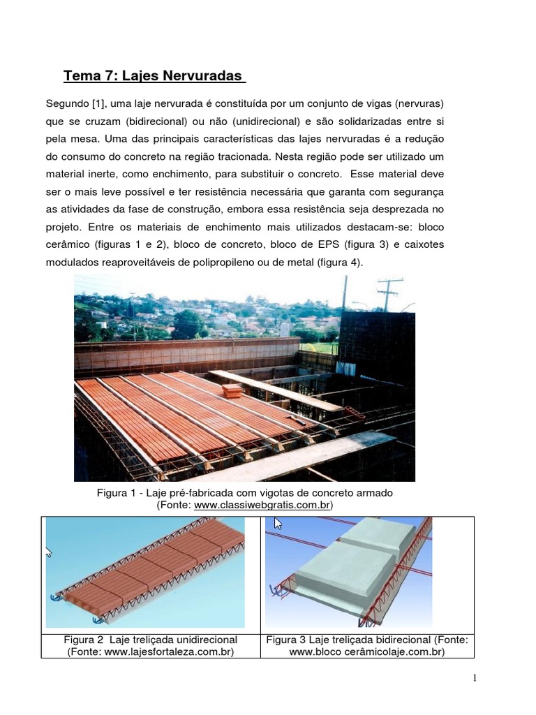 Tema 7 Lajes Nervuradas | PDF | Concreto | Flexão (Física)