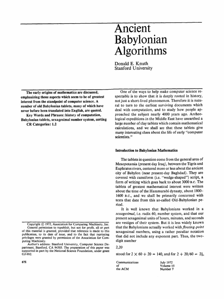ancient-babylonian-algorithms | PDF | Multiplication | Babylon
