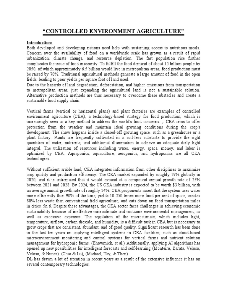 Controlled Environment Agriculture | PDF