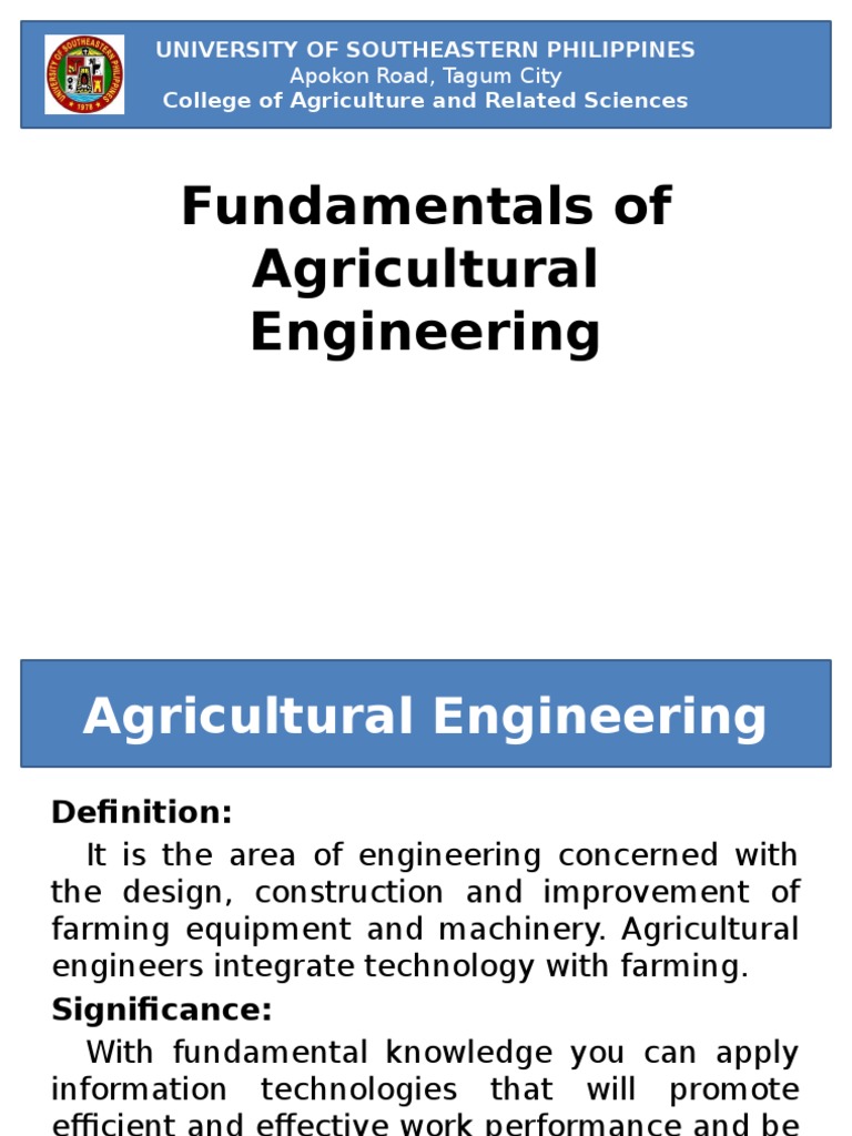 Fundamentals of Agricultural Engineering 1 | PDF | Mechanization | Agriculture