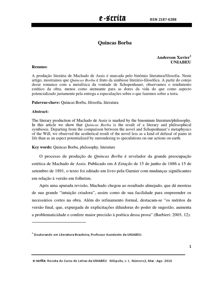 Análise Fuvest Quincas Borba | PDF