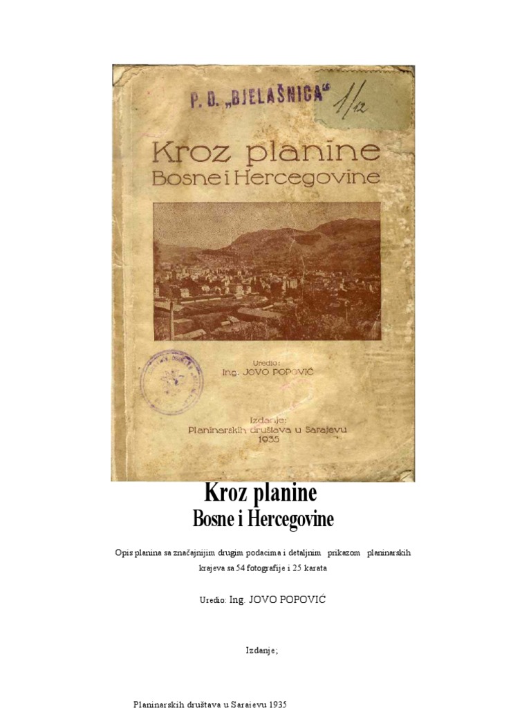 Kroz Planine Bosne I Hercegovine 1935 | PDF