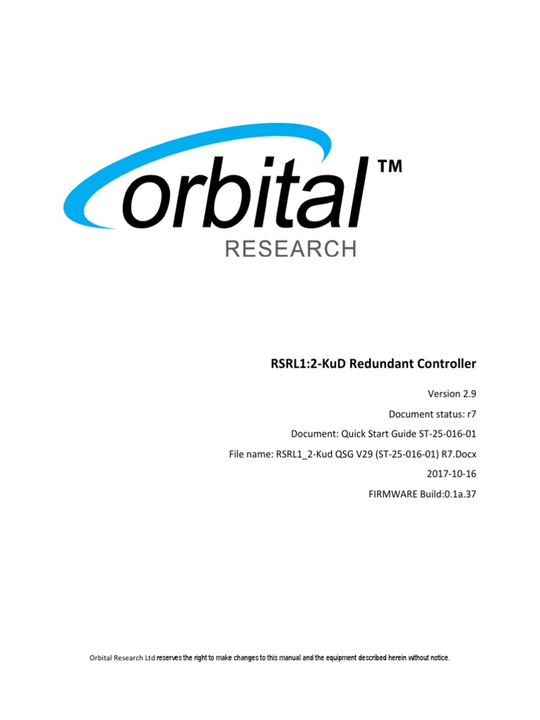 Orbital Research Redundant Controller Manual | Download Free PDF ...